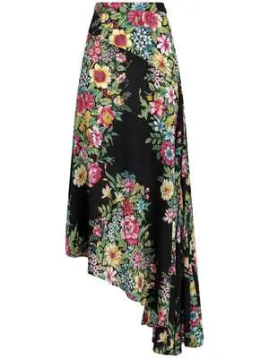 Etro Floral-print Asymmetric Skirt