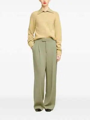 AMI Paris Straight-leg Twill Trousers - Green