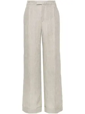 Brunello Cucinelli High-waist Tailored Wide-leg Linen Trousers