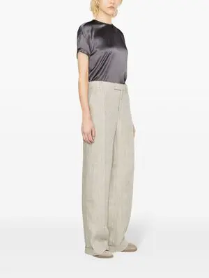 Brunello Cucinelli High-waist Tailored Wide-leg Linen Trousers
