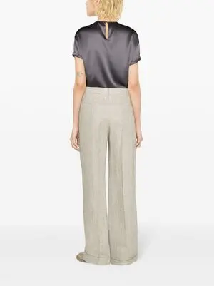 Brunello Cucinelli High-waist Tailored Wide-leg Linen Trousers