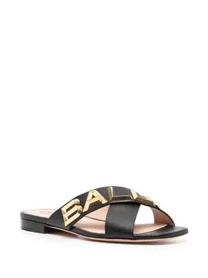 Bally Logo Plaque Crossover Sandals