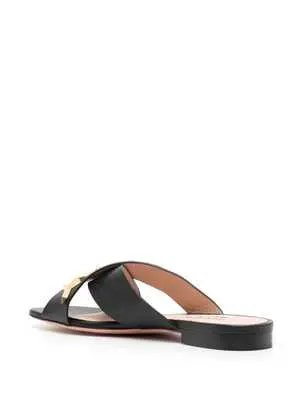 Bally Logo Plaque Crossover Sandals