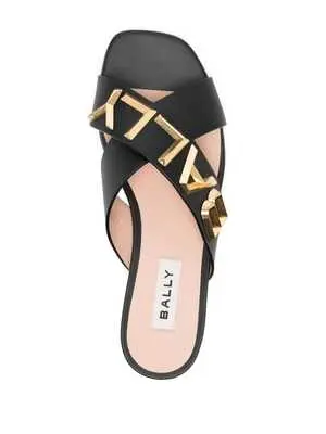 Bally Logo Plaque Crossover Sandals