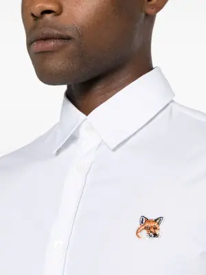 Maison Kitsuné Fox-patch Cotton Shirt - White