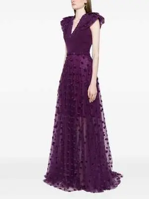 SAIID KOBEISY Polka Dot Beaded Tulle Gown