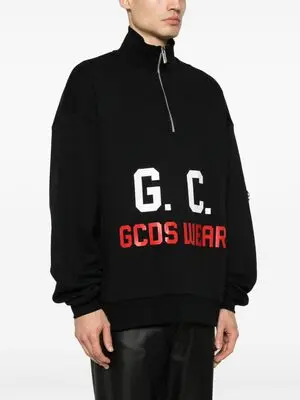 Gcds Logo-print Half-zipped Sweatshirt