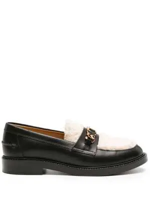 TOD'S Logo-chain Shearling-panel Loafers - Black
