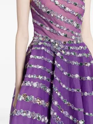 SAIID KOBEISY One-shoulder Embellished Tulle Gown - Purple