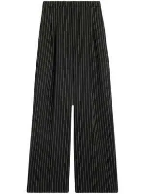 AMI Paris Wide-leg Virgin-wool Trousers - Black