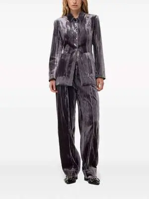 GANNI Striped Velvet-finish Blazer