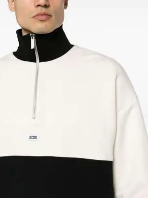 Gcds Logo-appliqué Half-zipped Sweatshirt
