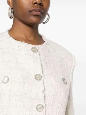 Gcds Cropped Tweed Jacket - White