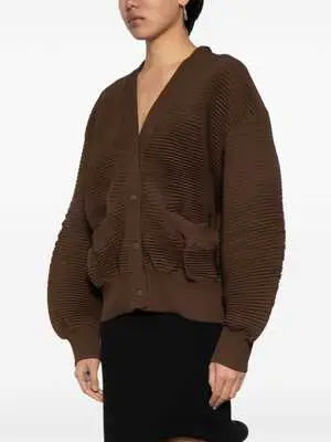 JNBY Balloon-sleeve Ribbed Cardigan