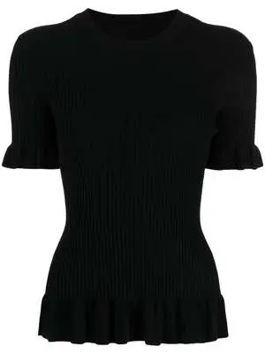 JNBY Ruffle-trim Ribbed Knitted Top