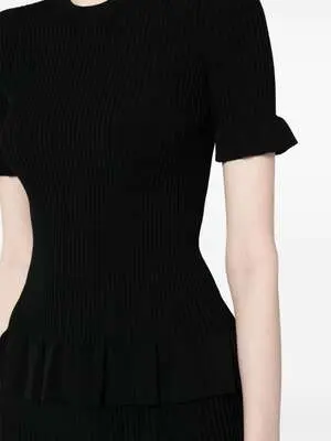 JNBY Ruffle-trim Ribbed Knitted Top