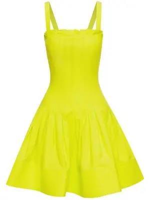 Oscar De La Renta Sleeveless Pleated Poplin Minidress