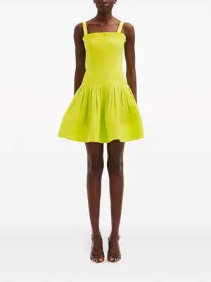 Oscar De La Renta Sleeveless Pleated Poplin Minidress
