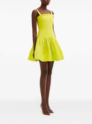 Oscar De La Renta Sleeveless Pleated Poplin Minidress