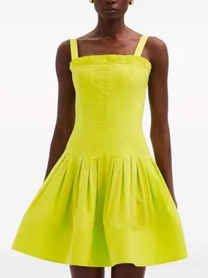 Oscar De La Renta Sleeveless Pleated Poplin Minidress