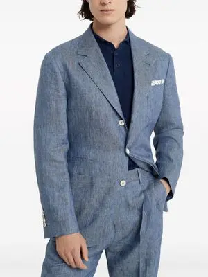 Brunello Cucinelli Single-breasted Linen Blazer - Blue