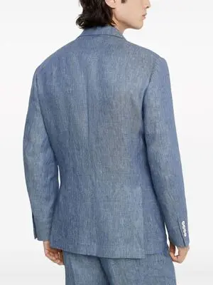 Brunello Cucinelli Single-breasted Linen Blazer - Blue