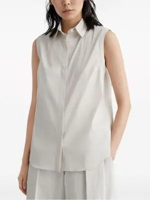 Brunello Cucinelli Plain Sleeveless Shirt - White