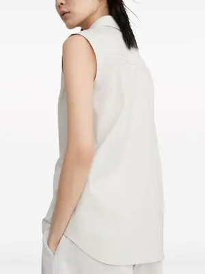 Brunello Cucinelli Plain Sleeveless Shirt - White