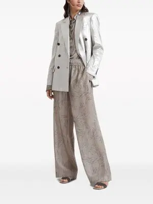 Brunello Cucinelli Leaf-print Silk Blouse