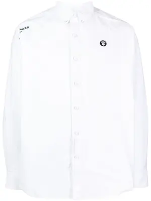 AAPE BY *A BATHING APE Logo-embroidered Cotton Shirt - White