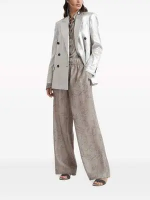 Brunello Cucinelli Metallic Double-breasted Blazer - Grey