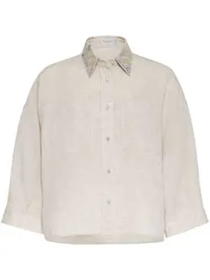 Brunello Cucinelli Embroidered Short-sleeve Shirt