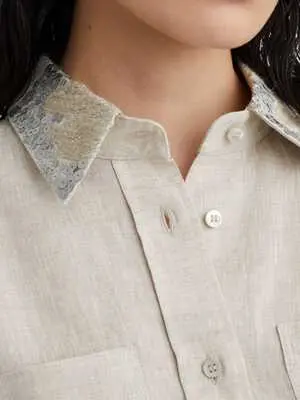 Brunello Cucinelli Embroidered Short-sleeve Shirt