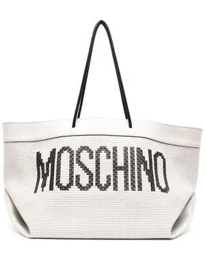 Moschino Print Interwoven Tote Bag - White