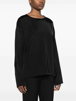 Fabiana Filippi Beaded-trim Crepe Top - Black