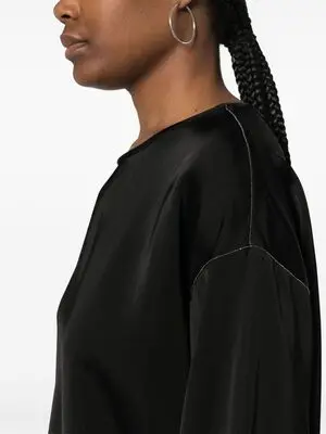Fabiana Filippi Beaded-trim Crepe Top - Black
