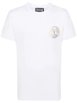 Versace Logo-flocked Cotton T-shirt - White