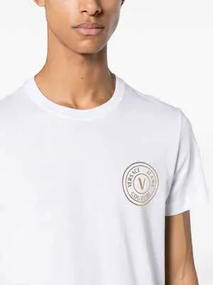 Versace Logo-flocked Cotton T-shirt - White