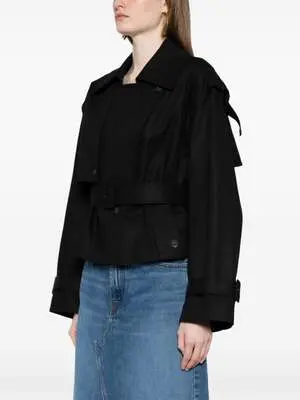 JNBY Open-back Cropped Trench Coat - Black