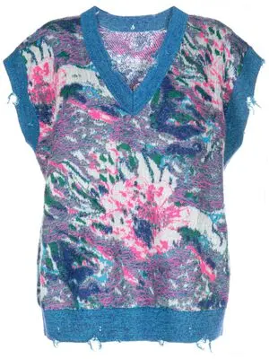 JNBY Floral-jacquard Mohair-blend Vest - Multicolour