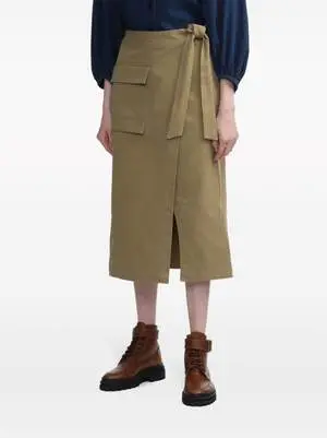 Closed Tie-fastening Midi Skirt - Neutrals