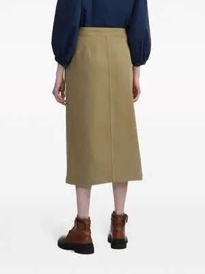 Closed Tie-fastening Midi Skirt - Neutrals