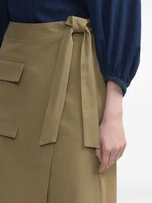 Closed Tie-fastening Midi Skirt - Neutrals