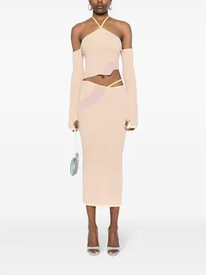 Gcds Comma Logo-plaque Ribbed Skirt