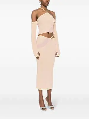 Gcds Comma Logo-plaque Ribbed Skirt