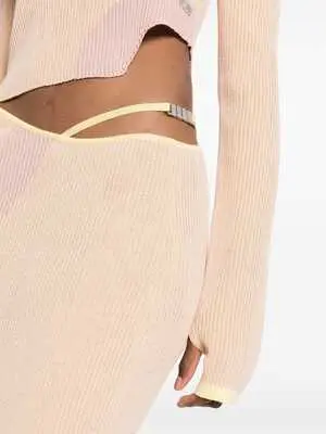 Gcds Comma Logo-plaque Ribbed Skirt