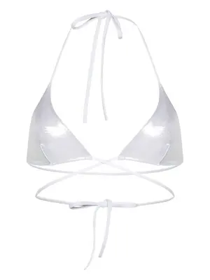 Dsquared2 Metallic Halterneck Bikini Top - Silver