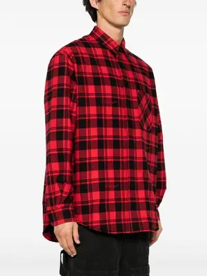Off-White Plaid-check Flannel Shirt Jacket - Red
