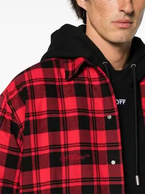 Off-White Plaid-check Flannel Shirt Jacket - Red