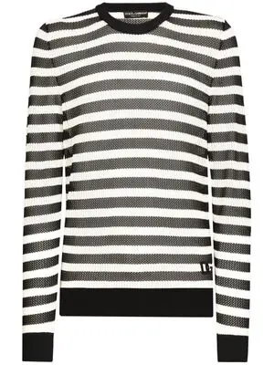 Dolce & Gabbana Striped Logo Jumper - Blue